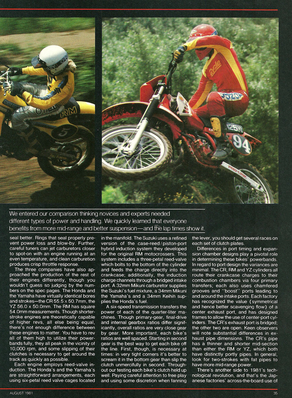 Información detallada de 1981 Honda CR125 Suzuki RM125 Yamaha YZ125 ...