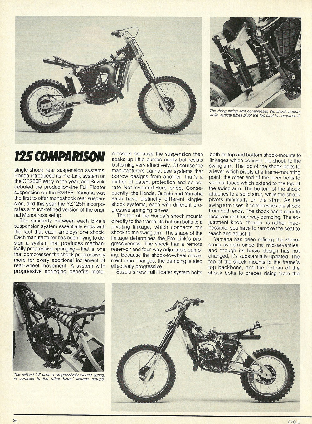 Información detallada de 1981 Honda CR125 Suzuki RM125 Yamaha YZ125 ...