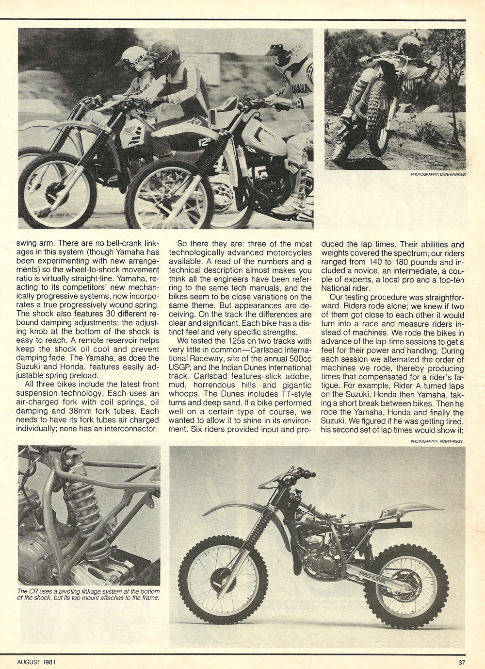 Información detallada de 1981 Honda CR125 Suzuki RM125 Yamaha YZ125 ...