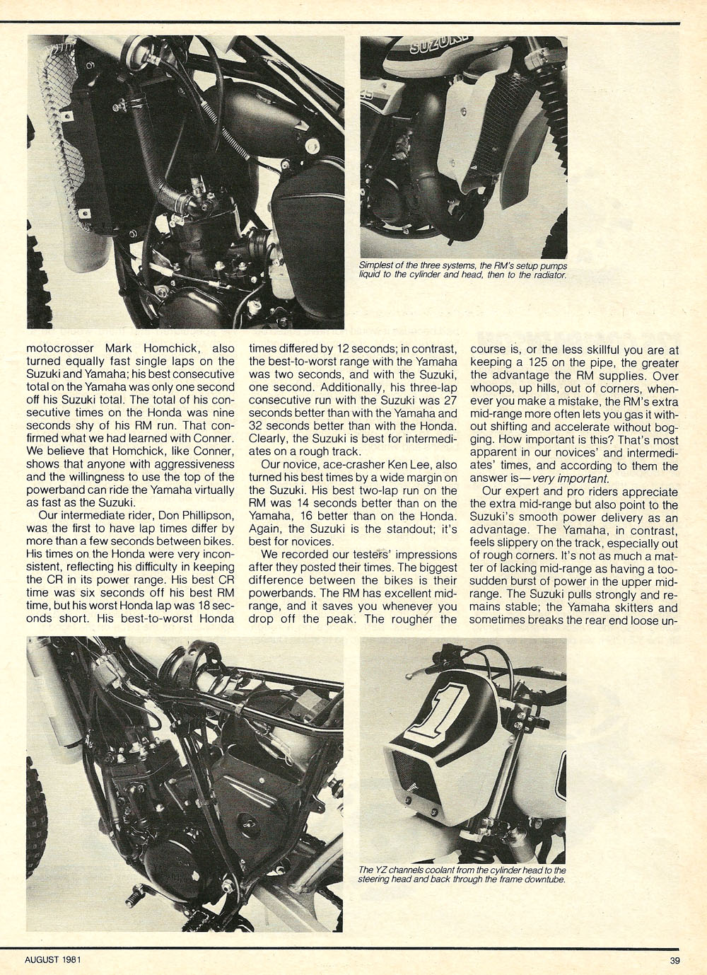 Información detallada de 1981 Honda CR125 Suzuki RM125 Yamaha YZ125 ...