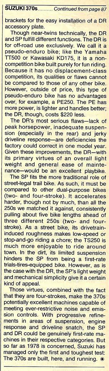 Información detallada de 1979 Suzuki DR 370SP | Fotos y Especificaciones