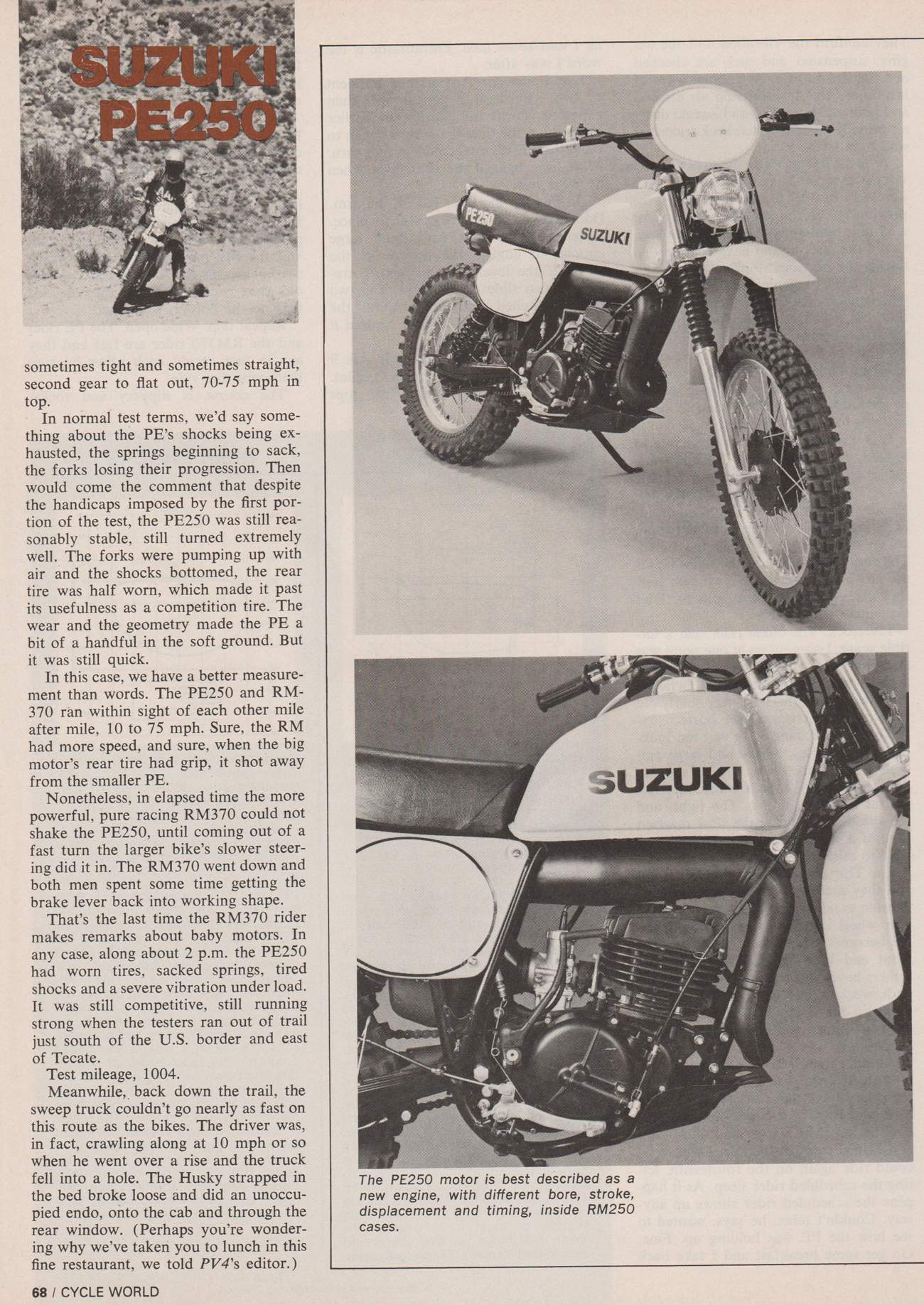 Información detallada de Juego Suzuki PE 250 | Fotos y Especificaciones