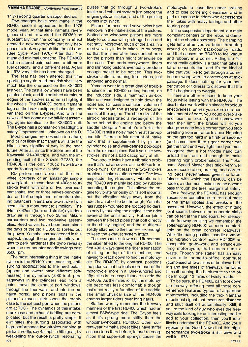 Información detallada de 1977 Yamaha RD 400 | Fotos y Especificaciones
