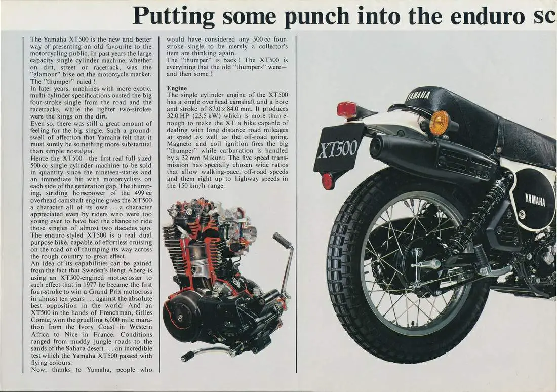 Información detallada de 1978 Yamaha XT 500 | Fotos y Especificaciones
