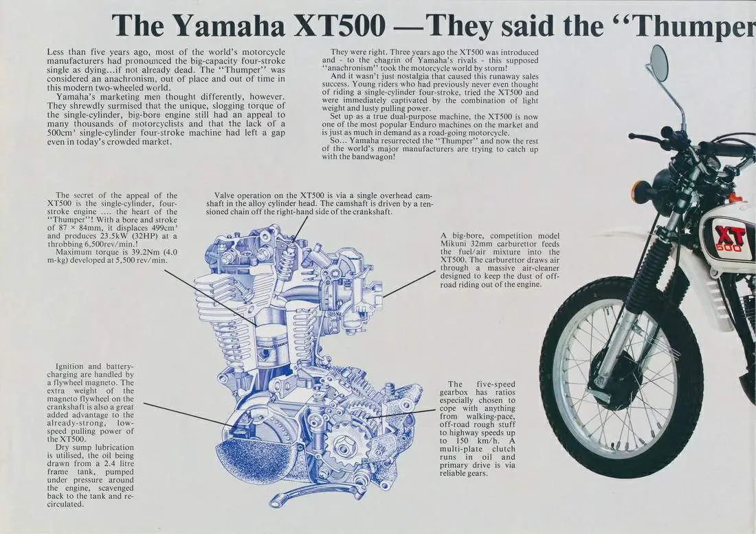 Información detallada de 1979 Yamaha XT 500 | Fotos y Especificaciones
