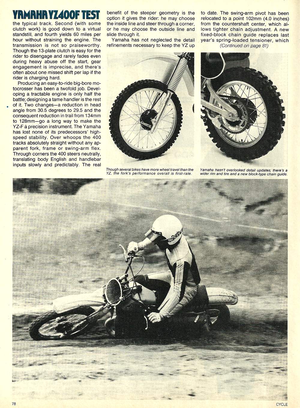 Información detallada de 1980 Yamaha YZ 400F | Fotos y Especificaciones