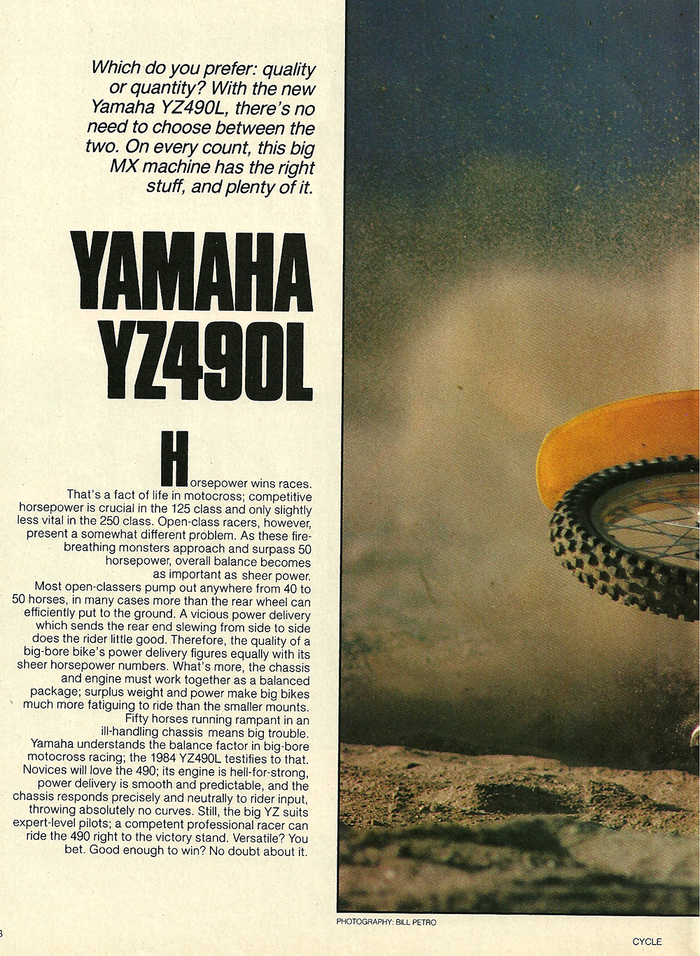 Información detallada de 1984 Yamaha YZ 465 | Fotos y Especificaciones