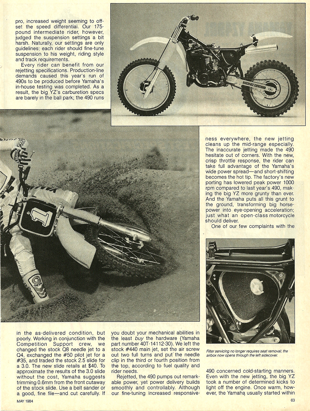 Información detallada de 1984 Yamaha YZ 465 | Fotos y Especificaciones