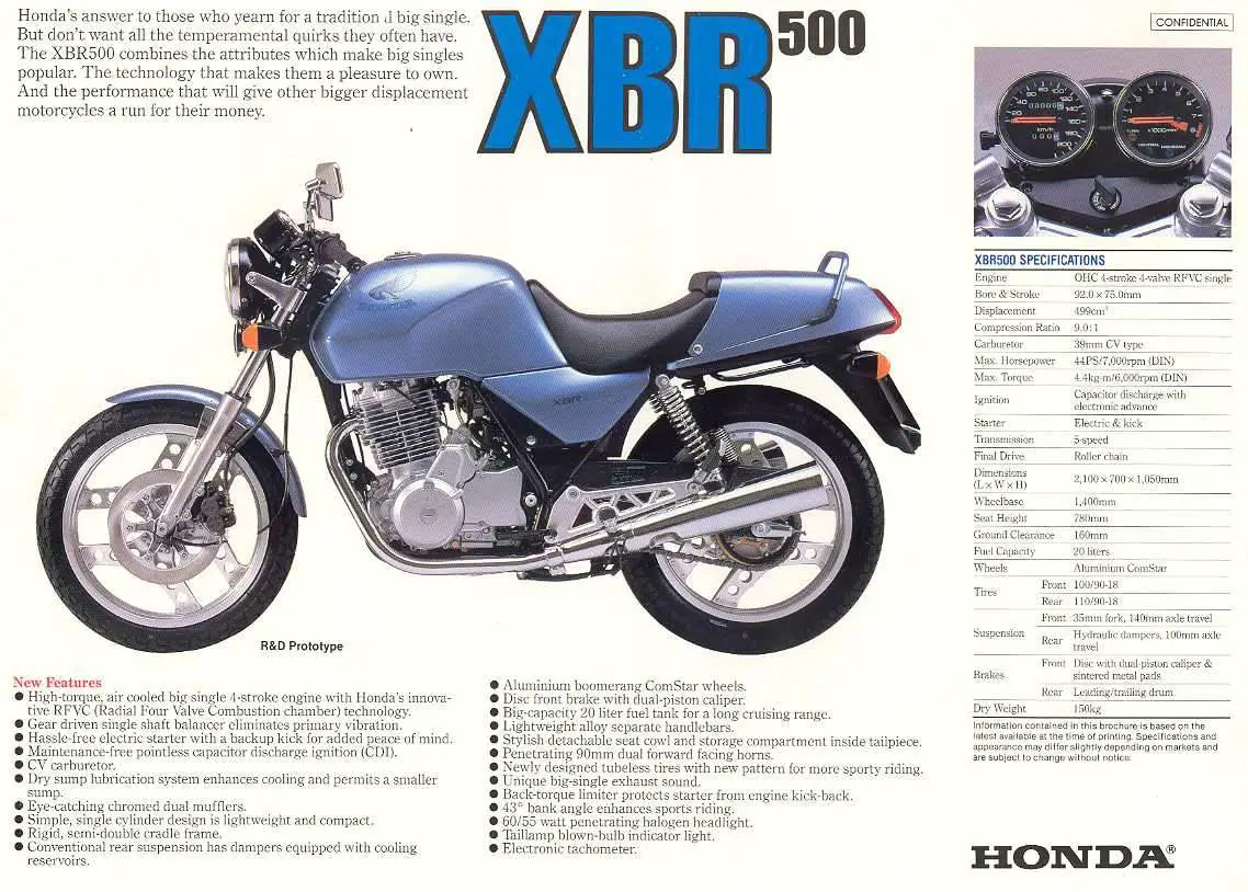 Información detallada de Honda XBR 500 | Fotos y Especificaciones